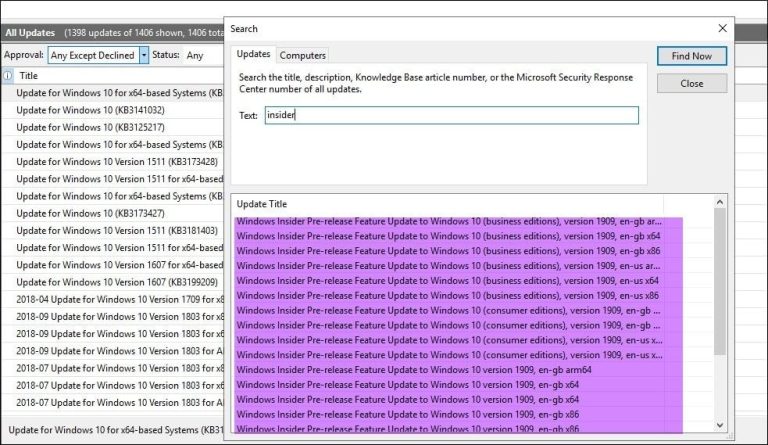 Enable Pre-Release Windows 10 Feature Updates in WSUS - Prajwal.org