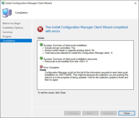 Configuration Manager could not find the information required to start ...