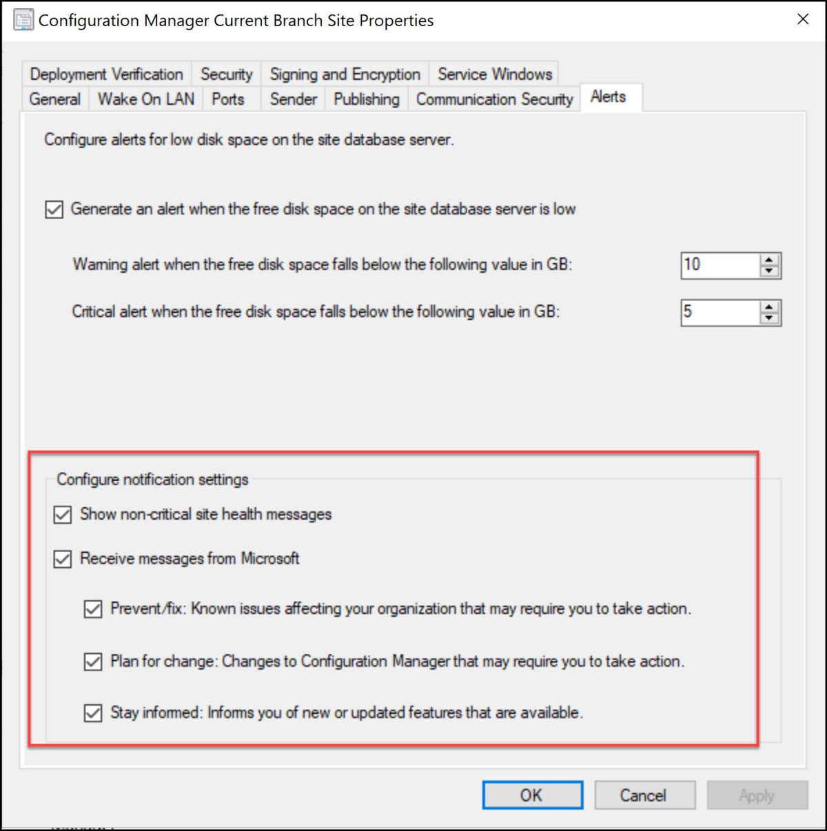 Configure SCCM Console Notification Settings - Prajwal.org